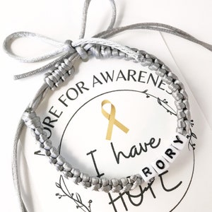 Gray and Silver Personalized Awareness Bracelet: Brain Cancer, Brain ...