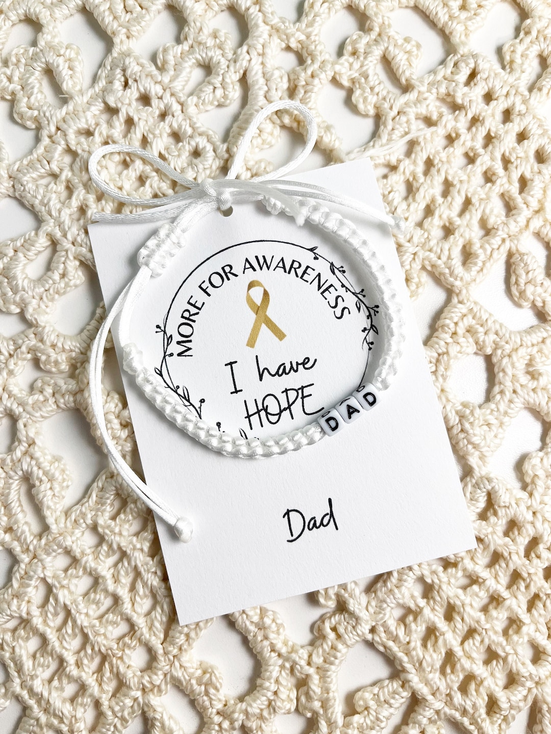 Personalized White Ribbon Awareness Bracelet: Lung Cancer, Bone Cancer ...