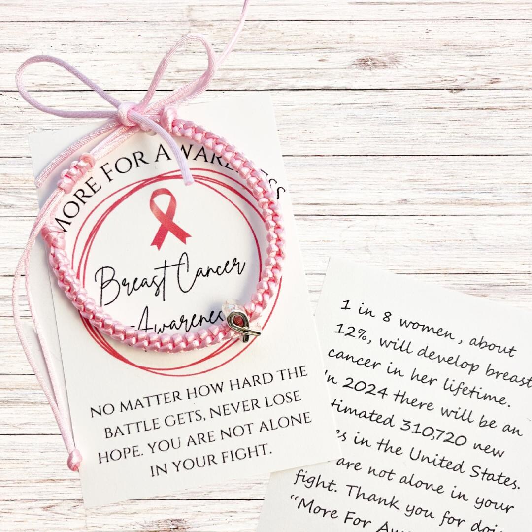 Breast Cancer Awareness Bracelet, Adjustable, Thin & Woven, Breast ...