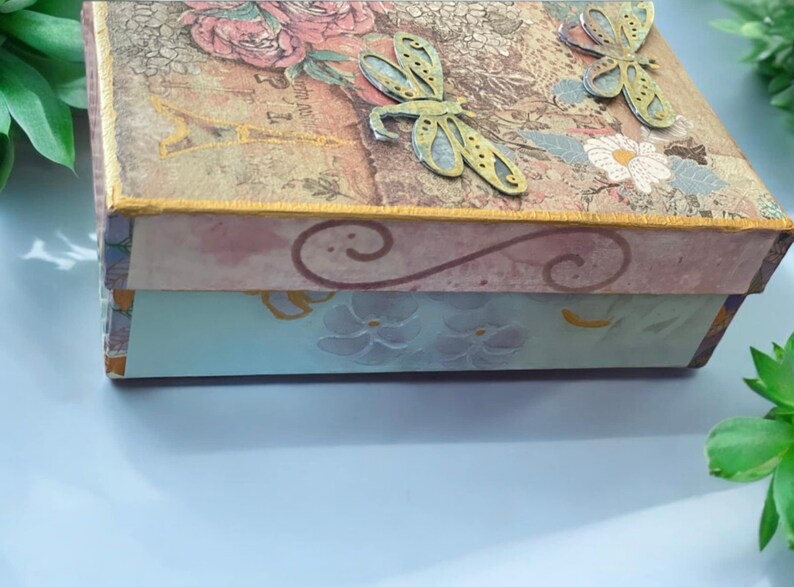Handcrafted Decoupage Decorative Box: Repurposed Cardboard Keepsake ...