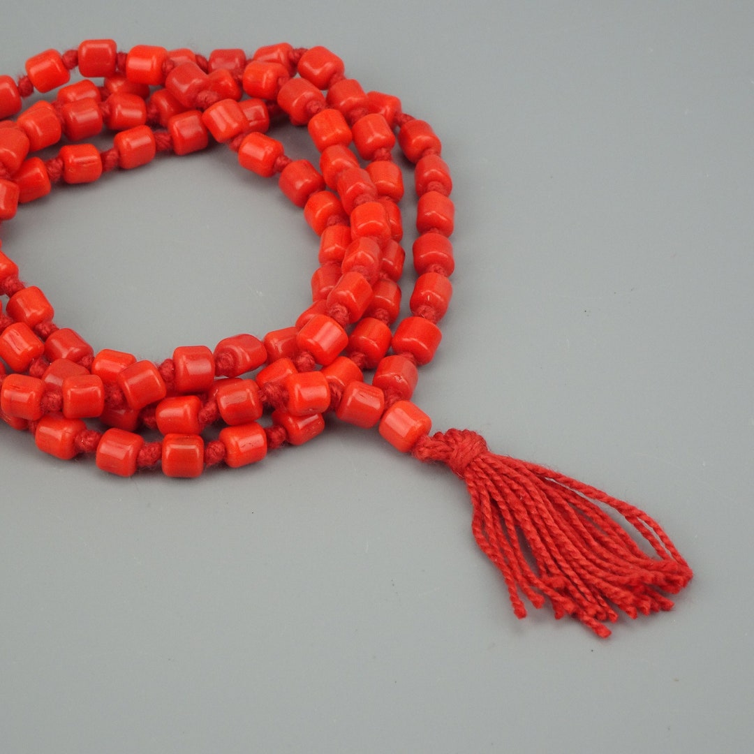 Ashtalakshmi Mala, Red Hindu Japa Mala, Red Necklace 108 1 indian Coral ...