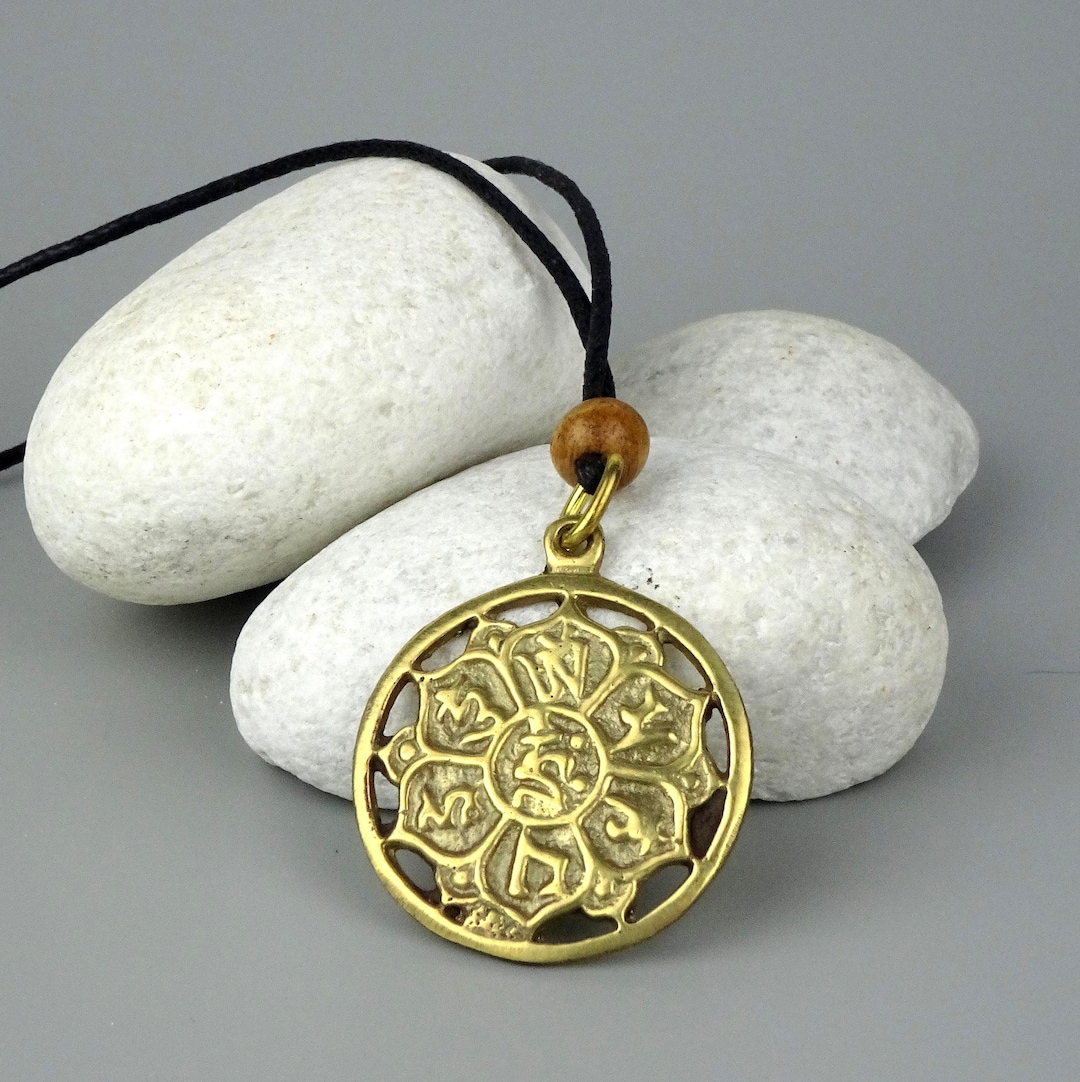 Buddhist Mantra Om Mani Padme Hum Pendant Necklace, Handmade Tibetan ...