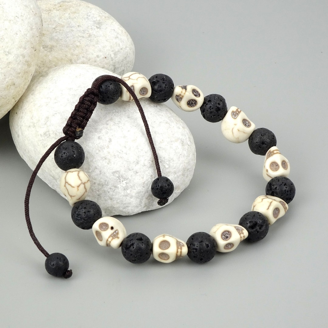 Hindu Goddess Kali Skull Bracelet and Lava Stone, Skull Kali, Kali ...