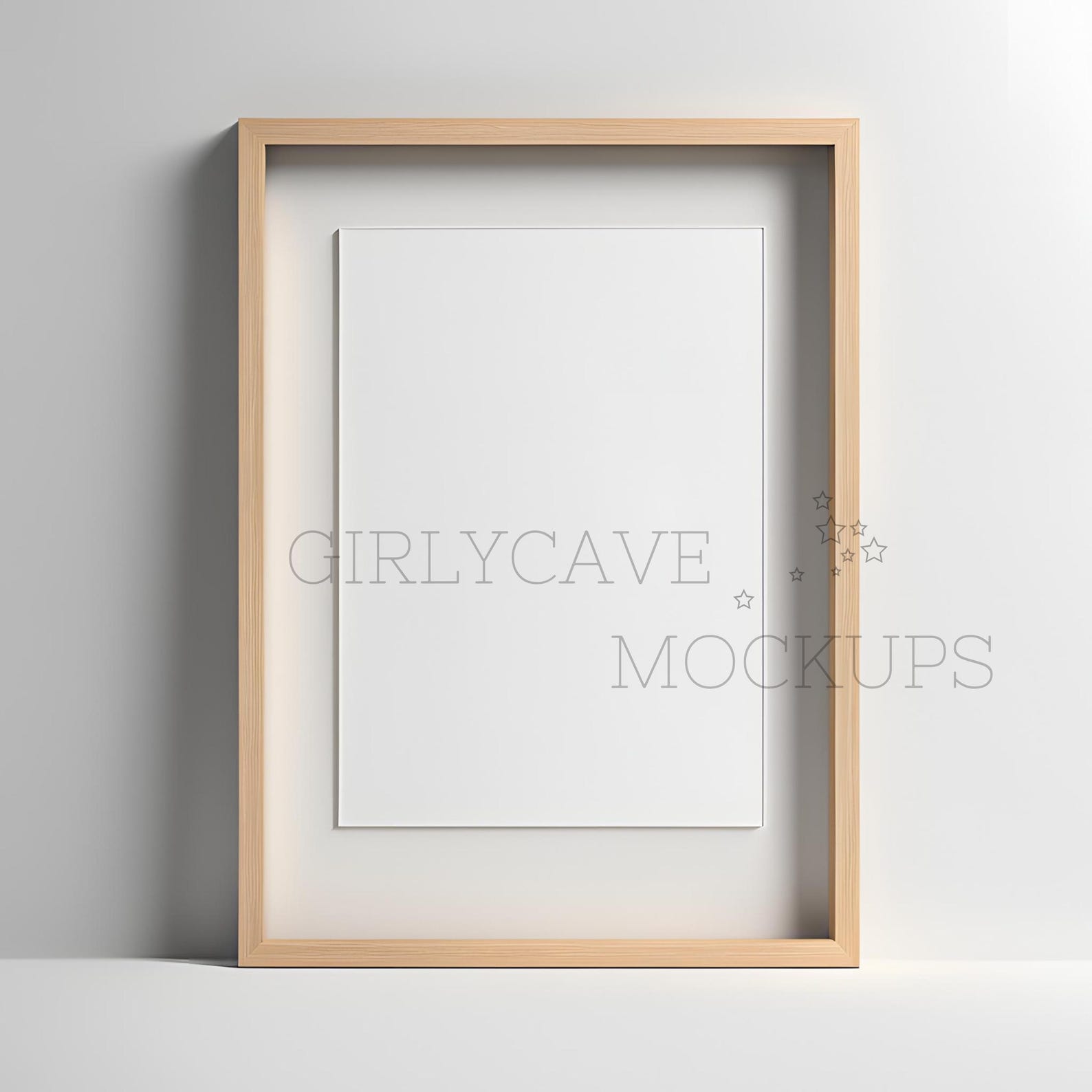 A4 Wood Frame Mockup/ Modern Thin Digital Vertical Frame Styled Mockup ...