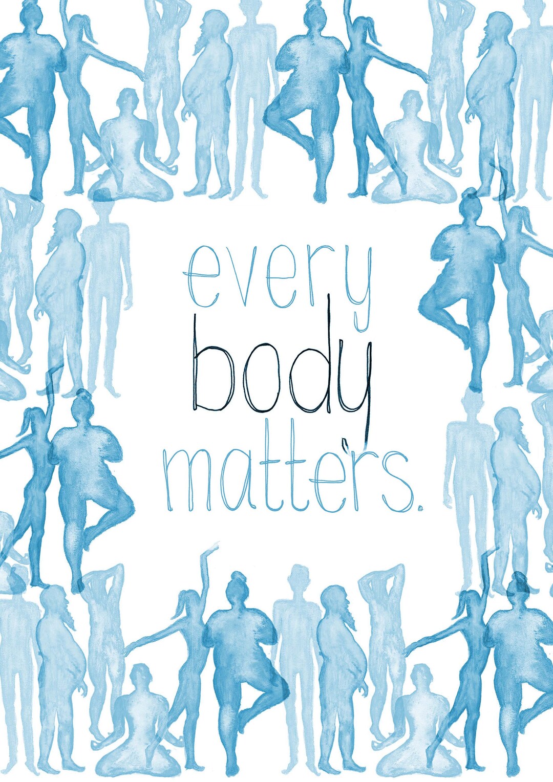 Every Body Matters // Printable Yoga Art // Home Decor // Watercolour ...