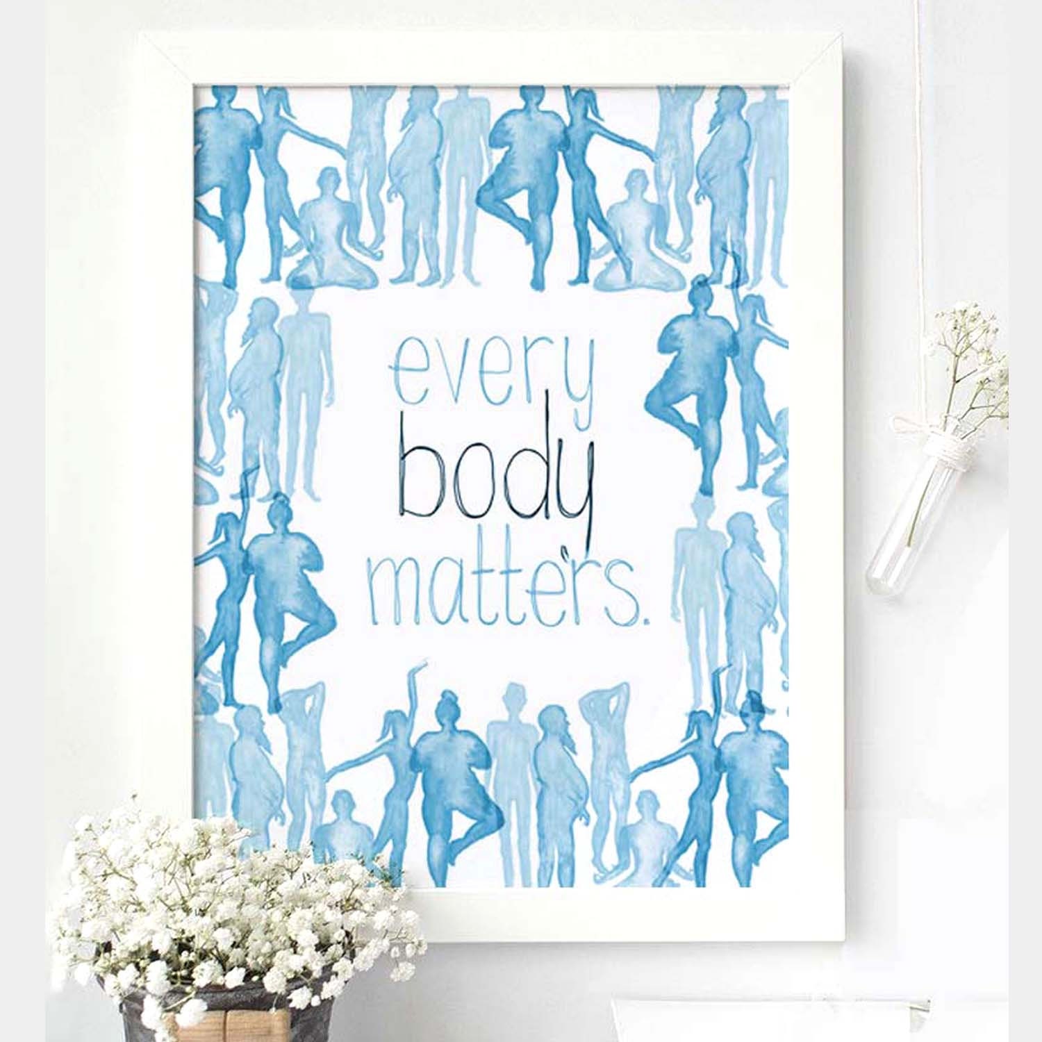 Every Body Matters // Printable Yoga Art // Home Decor // Watercolour ...