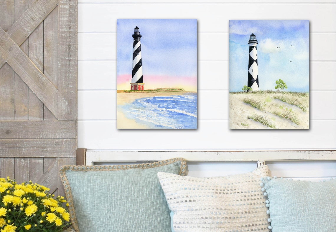 Cape Lookout Lighthouse/ Print of Original Watercolor Painting/ Home ...