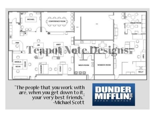 The Office Blueprint | Layout | Instant Download | Michael Scott Quote ...