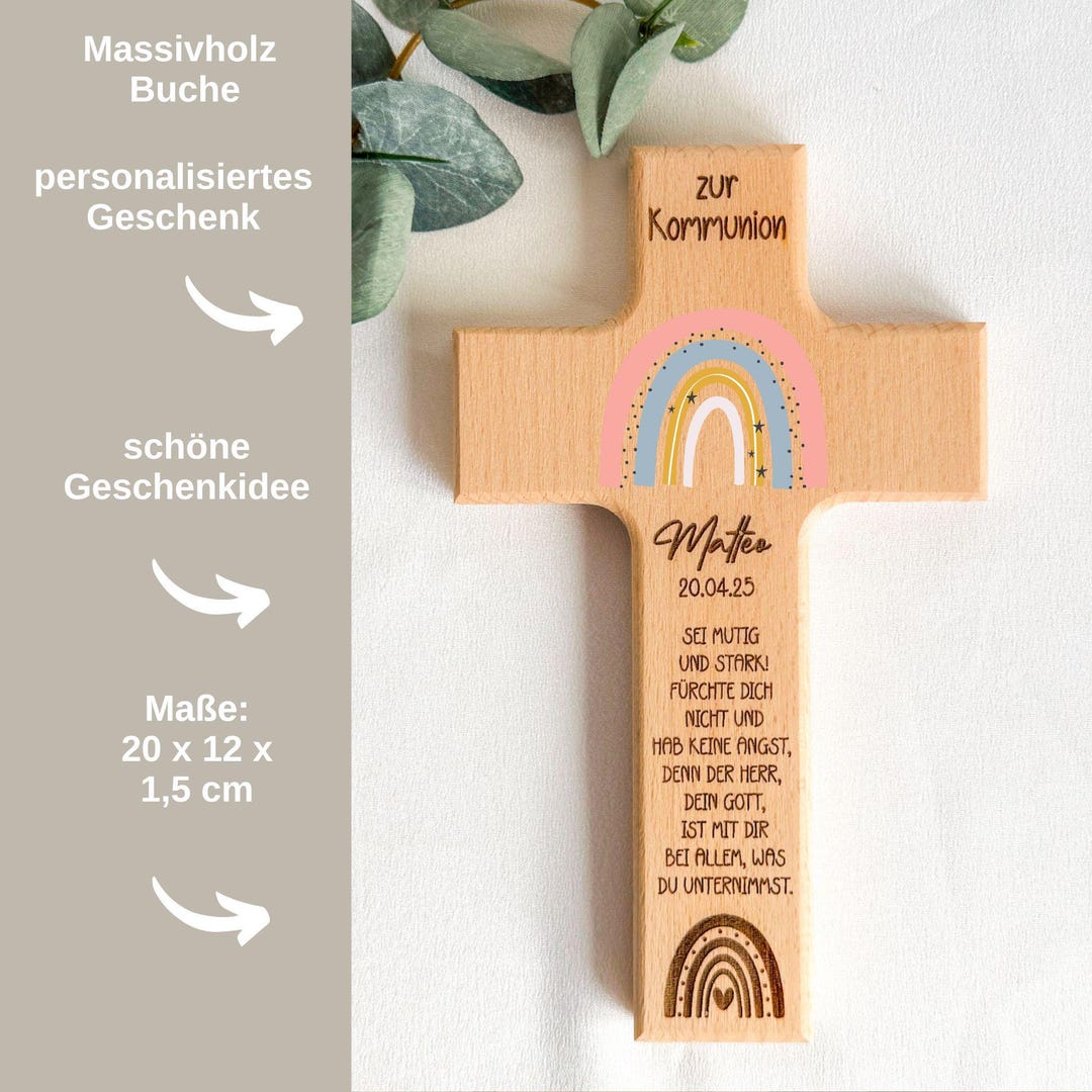 Wooden Cross, Baptism, Communion, Personalized, Confirmation, Rainbow ...