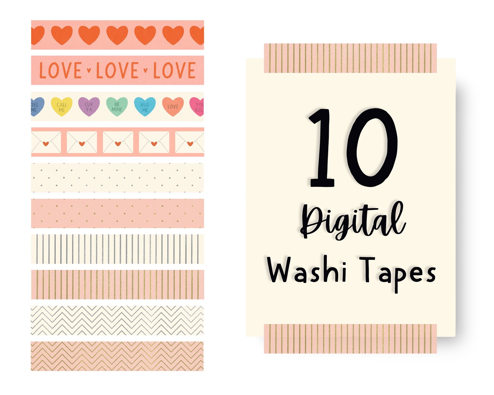 Semi Transparent Digital Washi Tape - Digital Planner Graphics ...