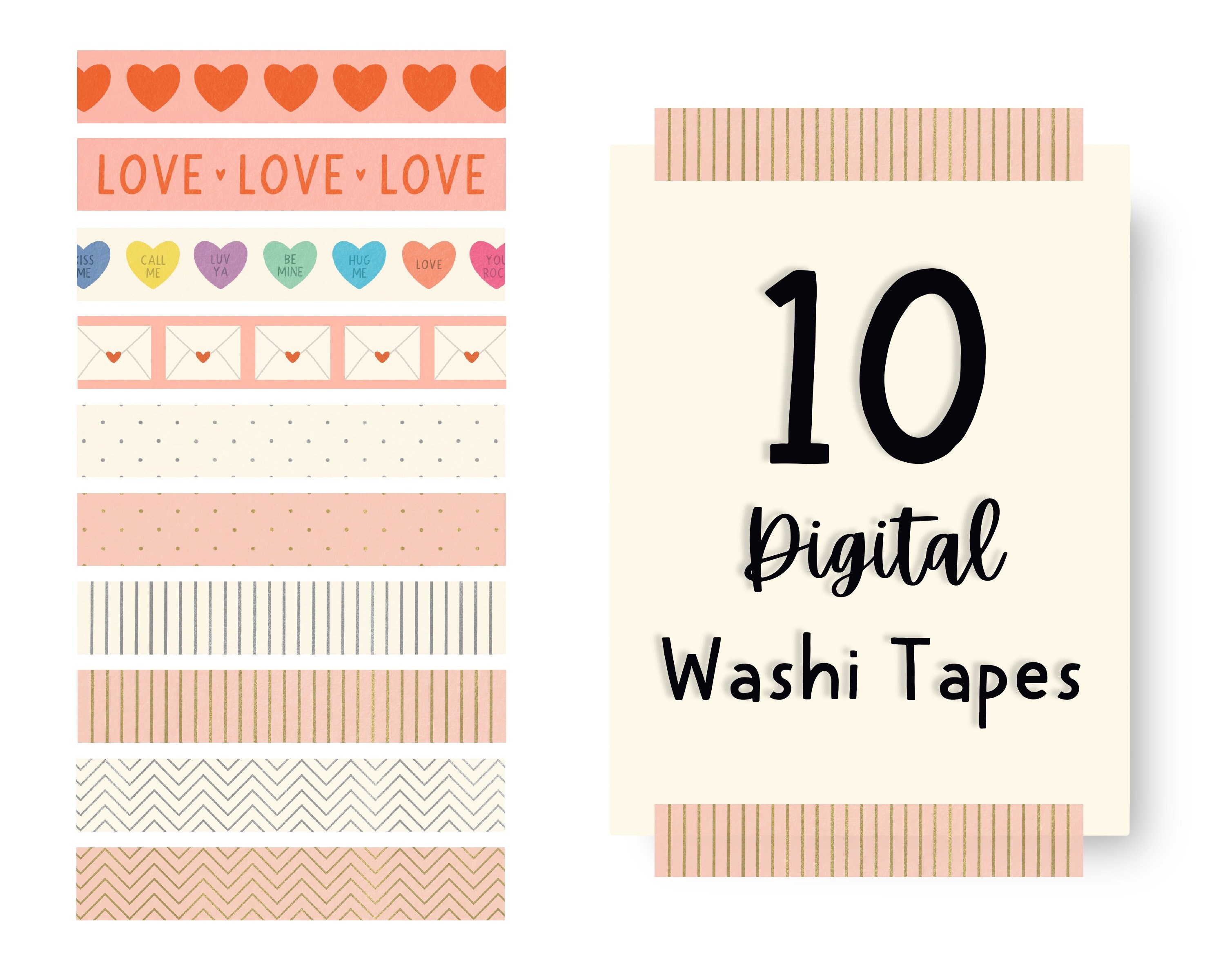 Semi Transparent Digital Washi Tape - Digital Planner Graphics ...