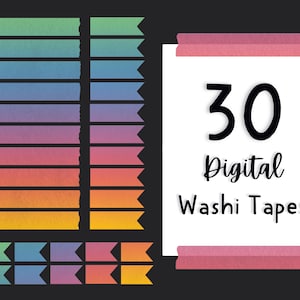 100 Semi Transparent Digital Washi Tape Digital Planner Graphics ...