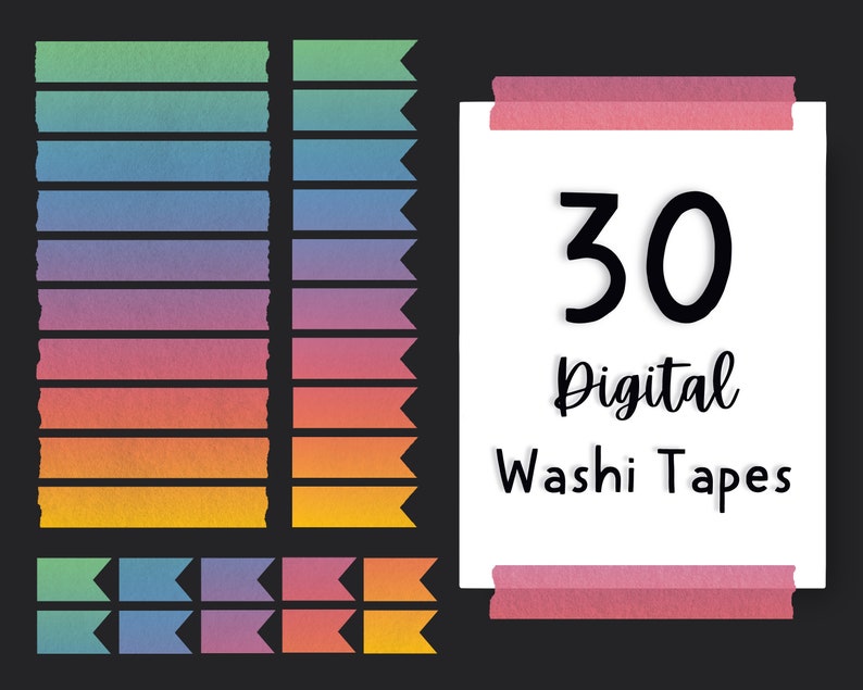 Semi Transparent Gradient Digital Washi Tape - Digital Planner Graphics ...