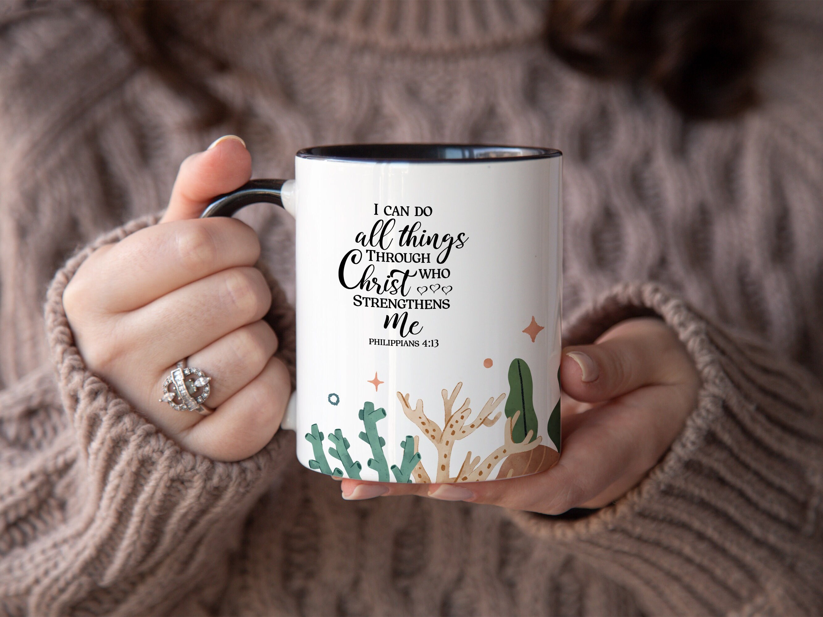 Coral Reef Inspired Bible Verse Philippians 4:13 Coffee Mug for Ocean ...