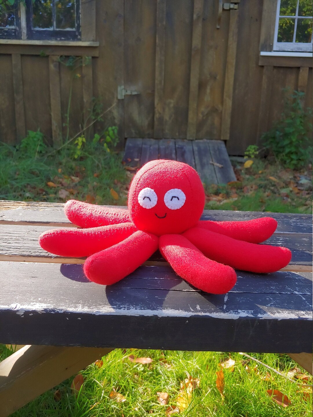 Esther the Handmade Plush Octopus: Red Felt Stuffed Toy - Etsy