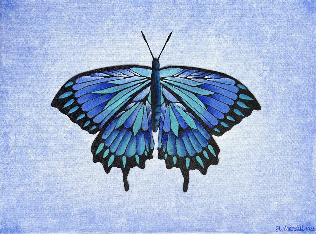 Blue Butterfly Fine Art Print, Butterfly Wall Art, Butterfly Painting ...