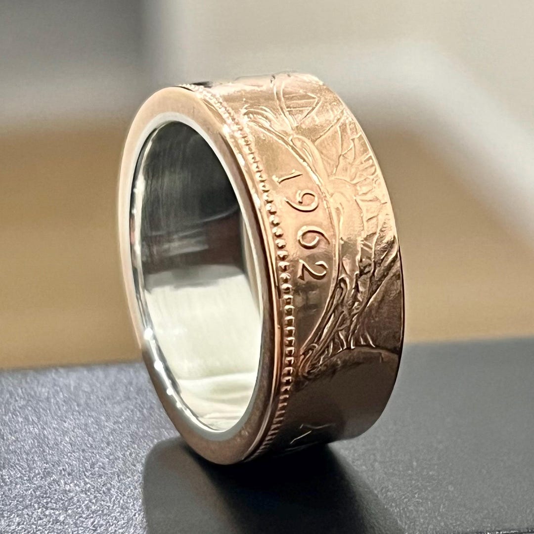 British Penny Copper Silver Coin Ring Size 8 - Etsy
