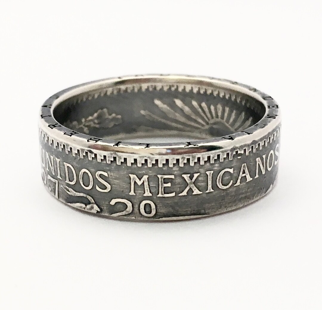Mexico 50 Centavos Silver Coin Ring - Etsy