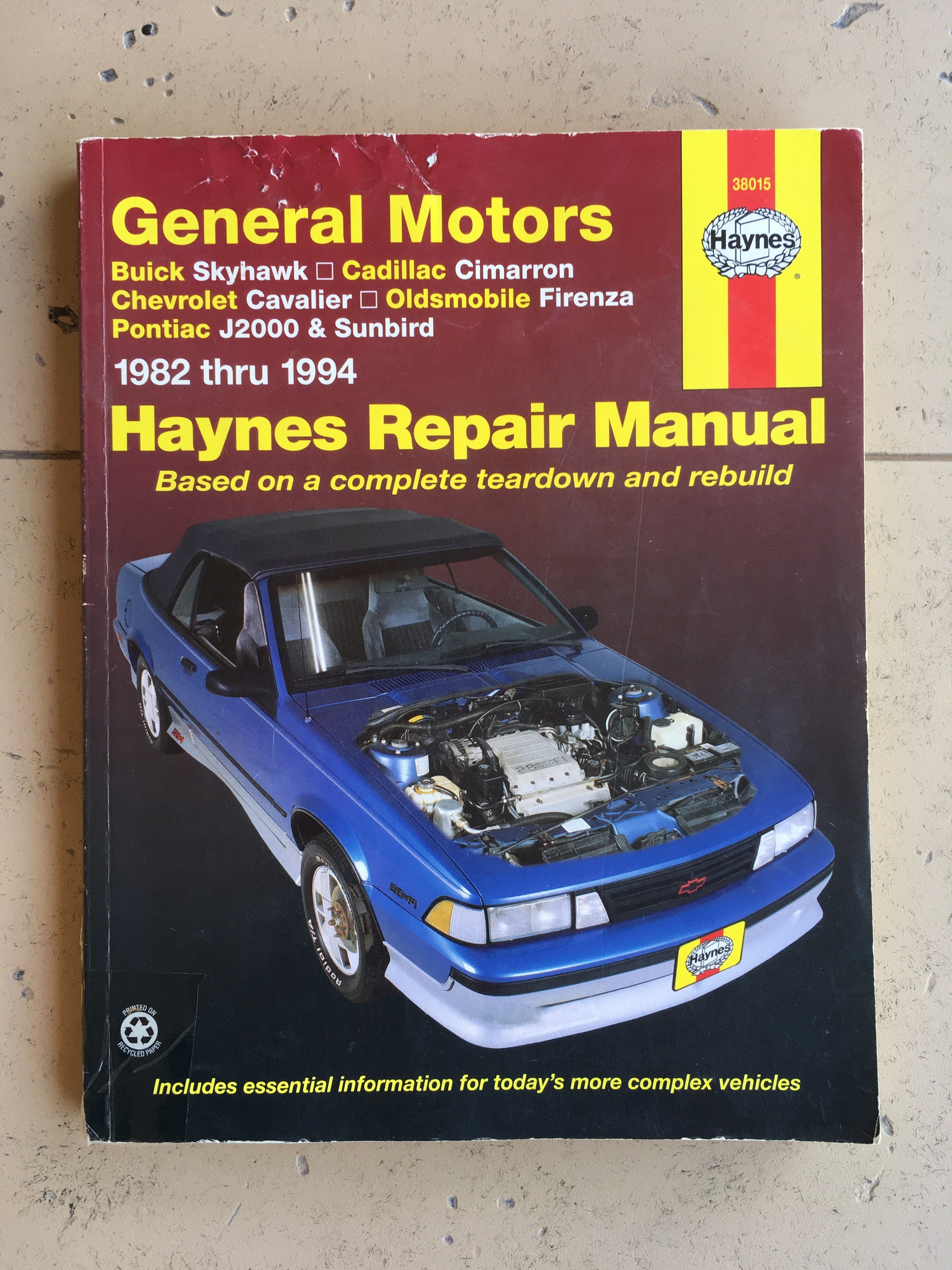 Vintage Haynes Repair Manual for General Motors J-cars Skyhawk Cimarron ...