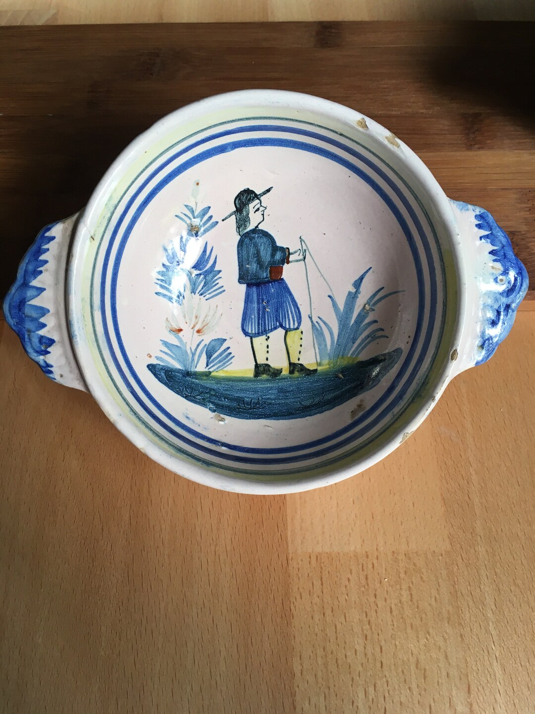 Quimper Blue and White Bowl With Ears - Etsy