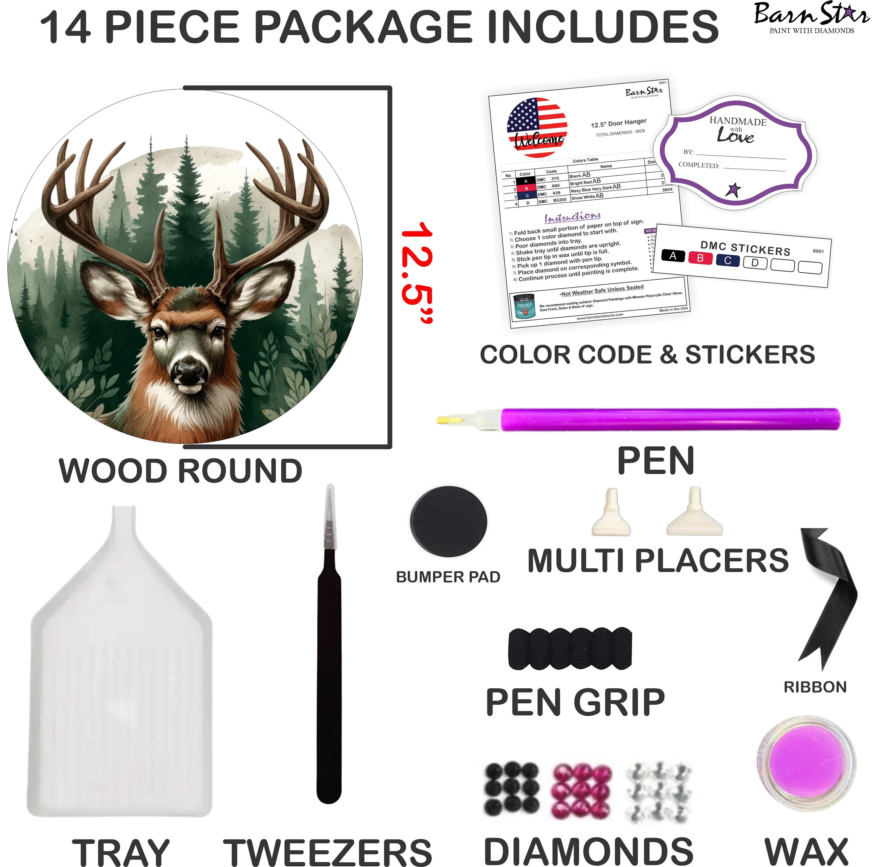 Buck Diamond Art, Diamond Painting Kit, Adult Beginners, Round Drills ...