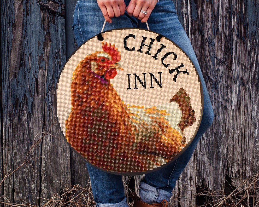 Diamond Art Painting Kit, Make Your Own Sparkling Chicken Sign, Door ...