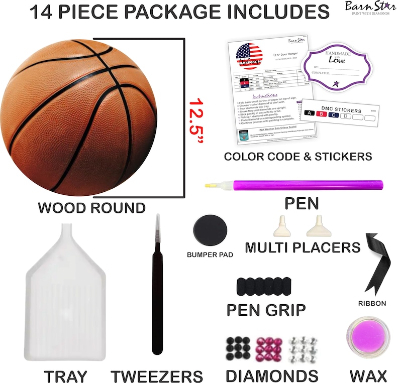 Basketball Diamond Painting Art Kit, Round Drills - Etsy