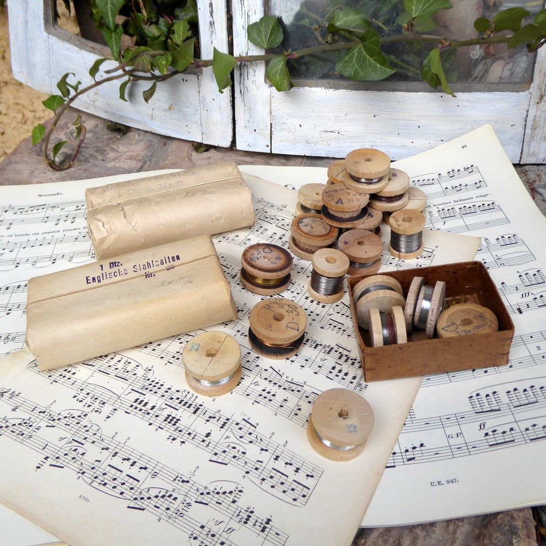 Vintage STRINGS on a Wooden Spool Steel Strings for Stringed ...