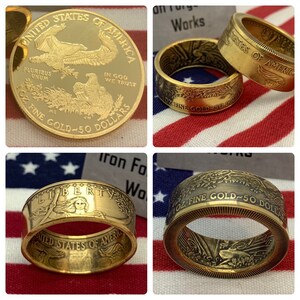 1 Oz GOLD American Eagle Coin Ring One Ounce - Etsy