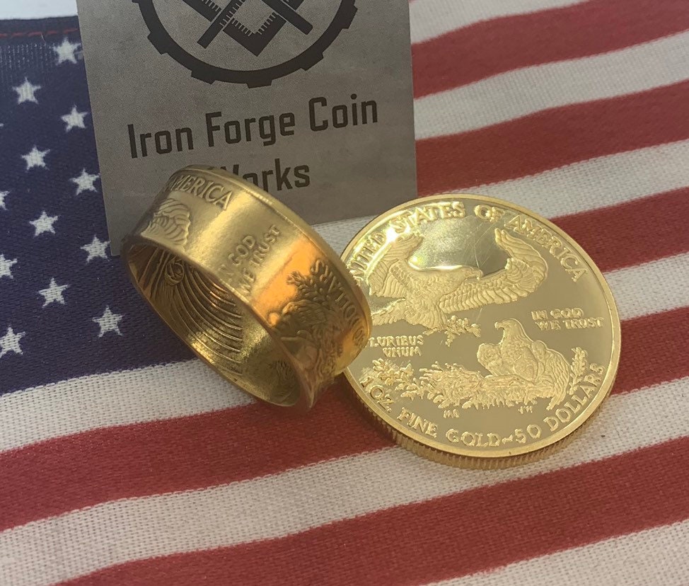 1 oz GOLD American Eagle coin ring one ounce | Etsy