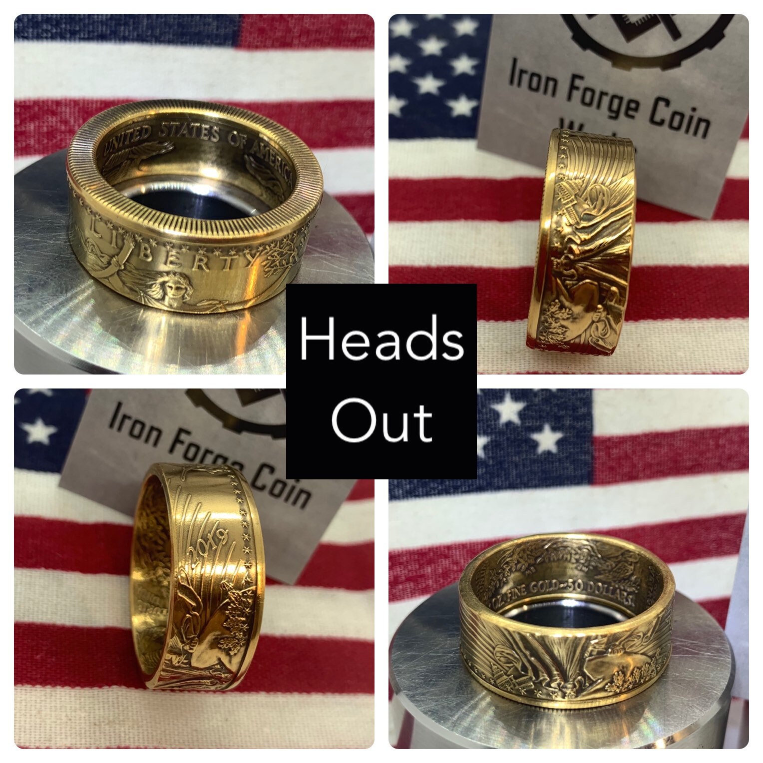 1 oz GOLD American Eagle coin ring one ounce | Etsy