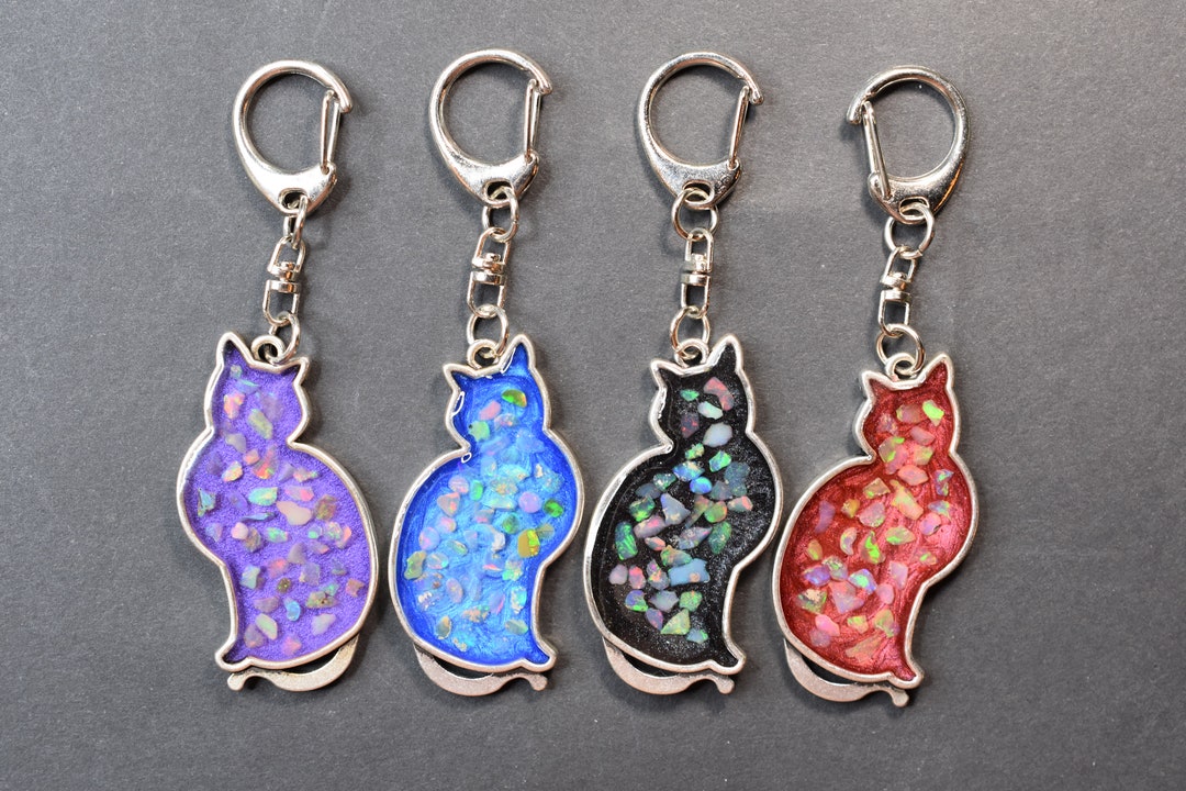 Large Raw Opal Cat Keychain, Sent in Box Ready to Gift - Etsy
