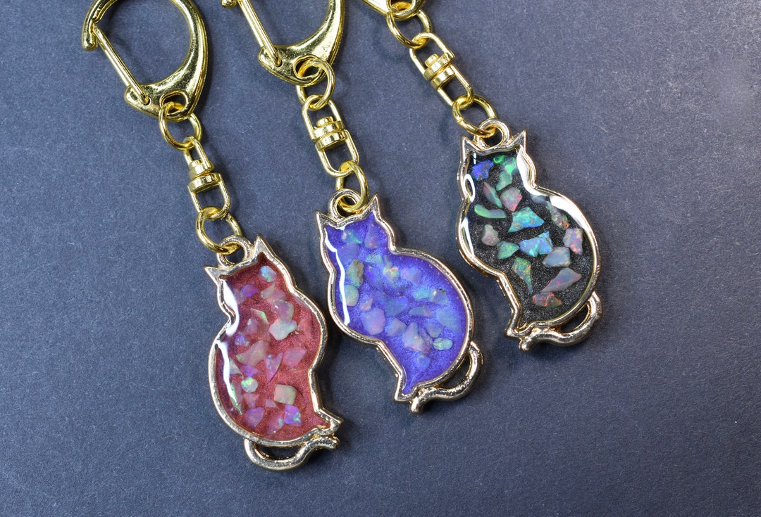 Small Raw Opal Cat Keychain, Sent in Box Ready to Gift - Etsy