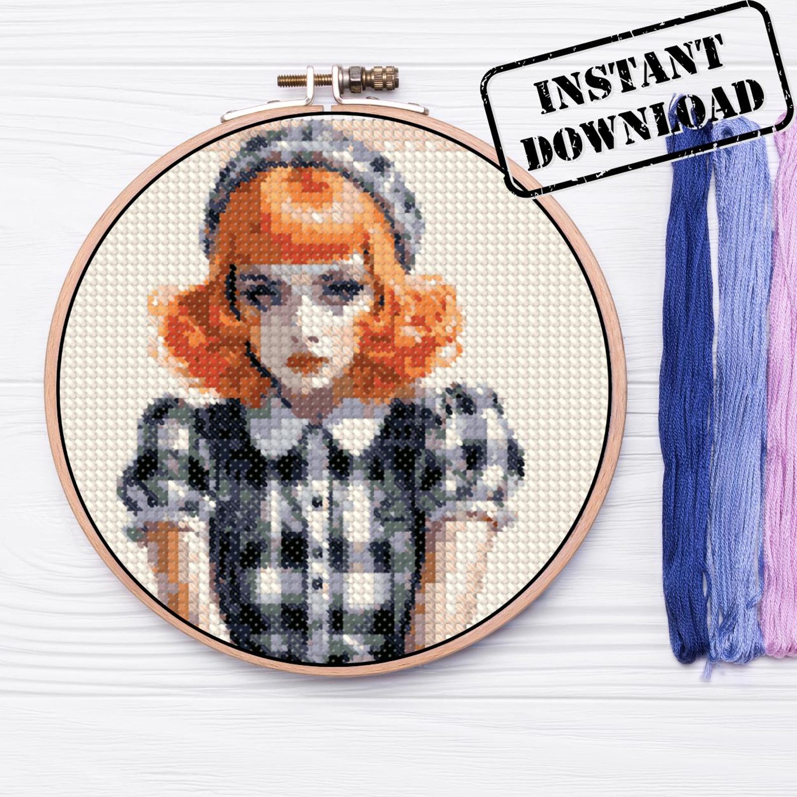 Nerd Girl for Cross Stitch Pattern - Easy and Modern Embroidery Design ...