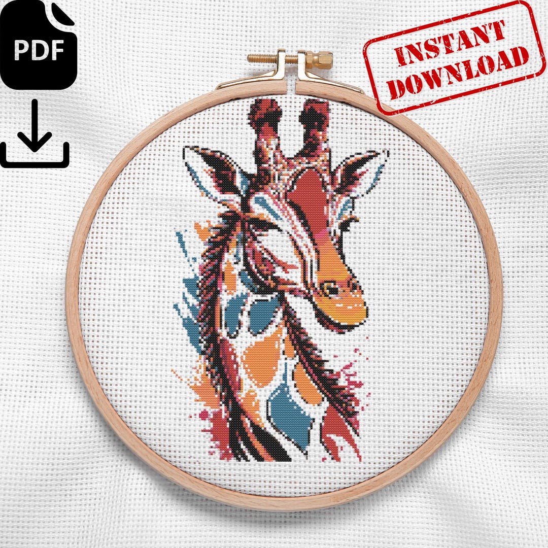 Painting Giraffe Aquarela, Cross Stitch Pattern, Easy and Modern ...