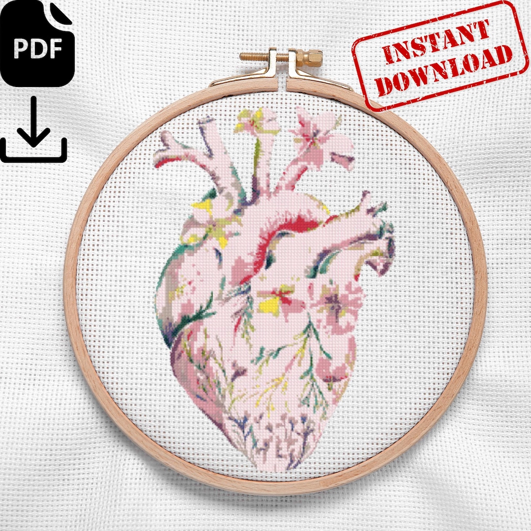 Stylized Heart, Stitch Cross Pattern, Easy X-stitch Pattern, Cross ...
