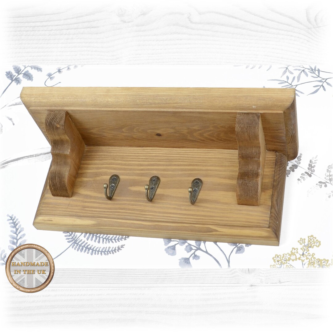 Key Rack With Shelf and Hidden Fixings in an Oak Stain and Oiled Finish ...