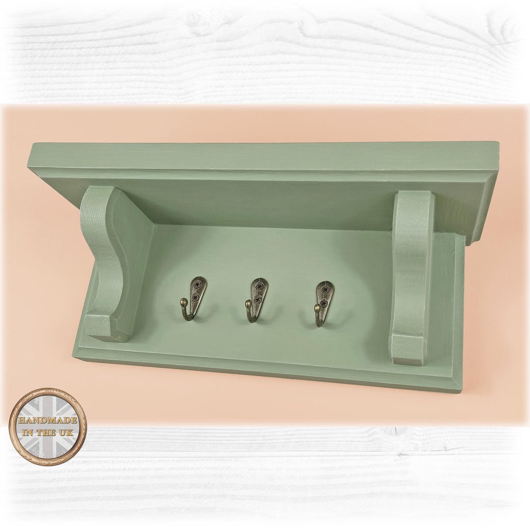 Wooden Key Rack in White With Shelf and Hidden Fixings Design 2 - Etsy
