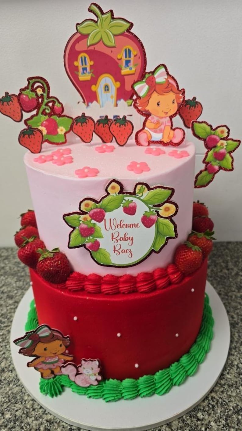 Strawberry Shortcake Cake Topper: Glitter Berry Party Decoration - Etsy