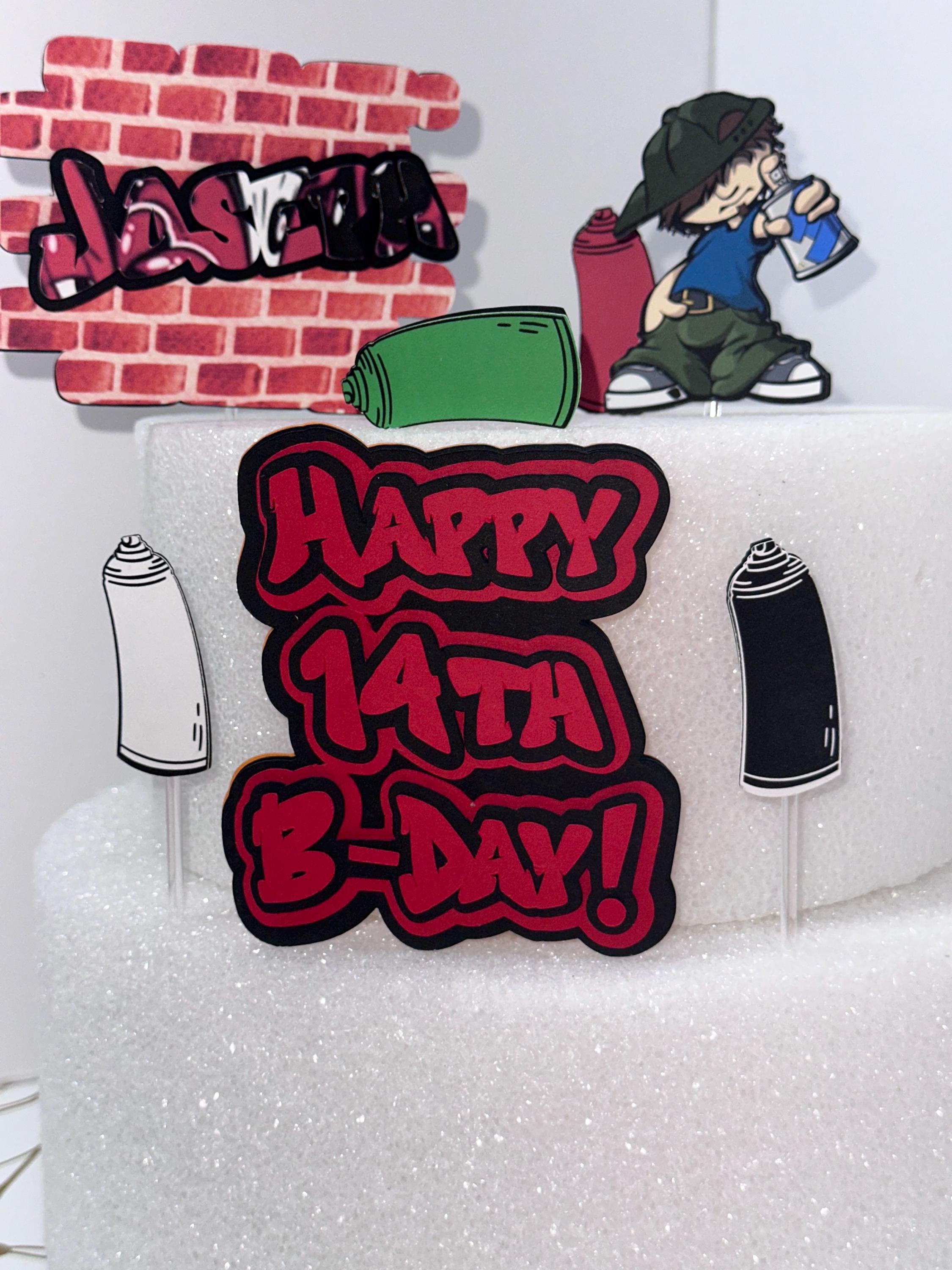 Graffiti Birthday Cake Topper: Urban Spray Paint Party Decor - Etsy