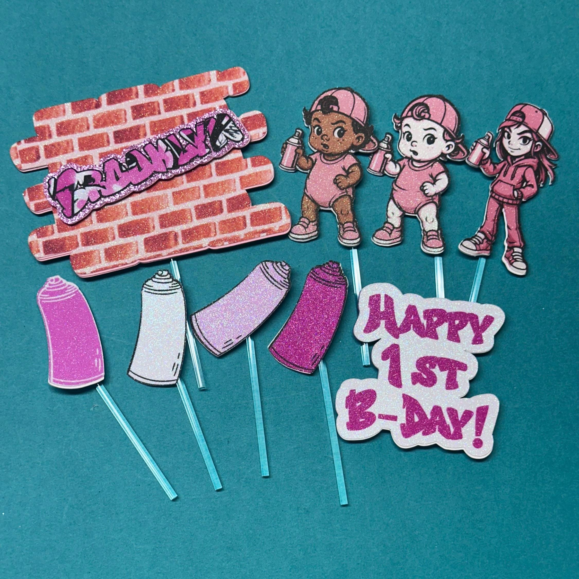 Graffiti Birthday Cake Topper: Urban Spray Paint Party Decor - Etsy