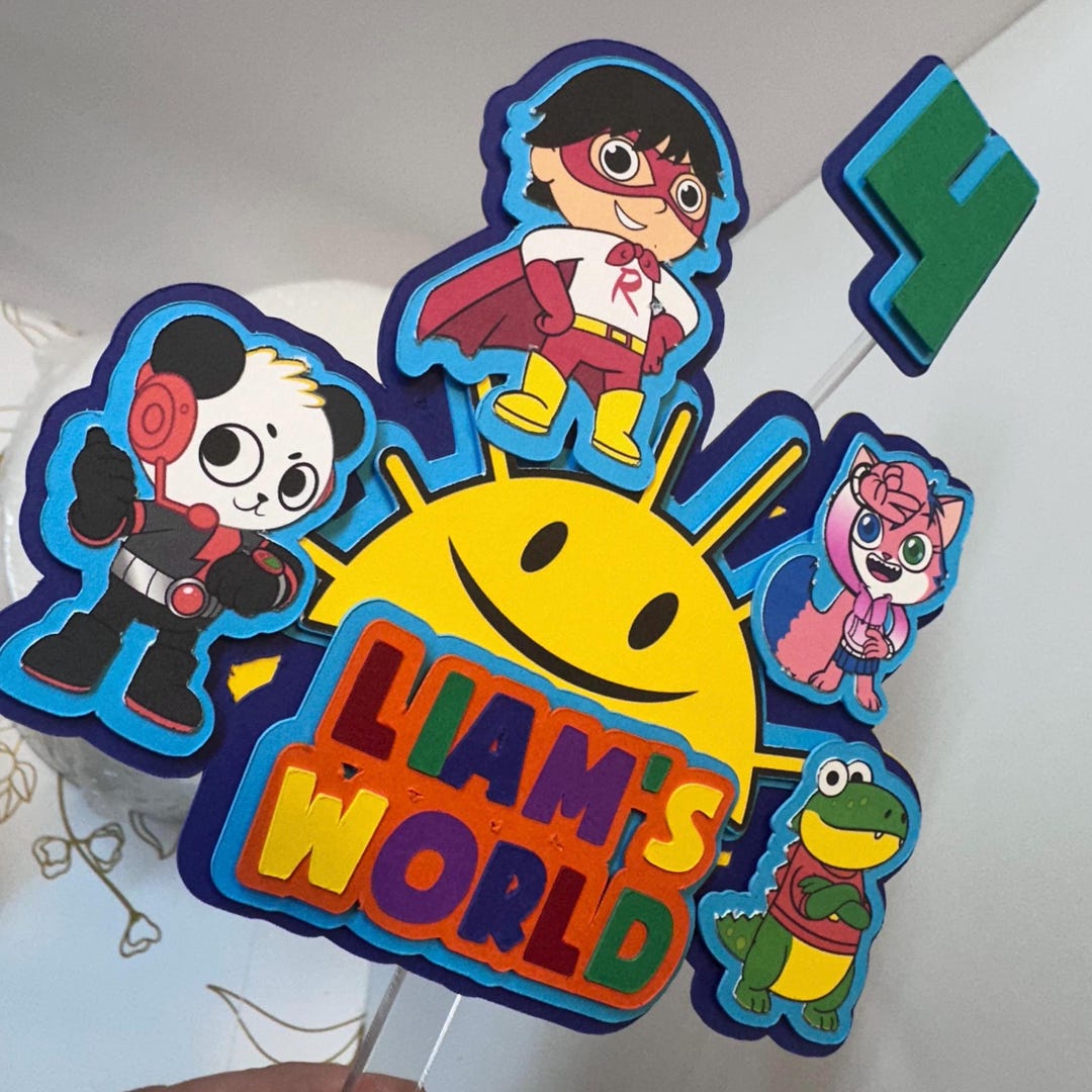 Custom Kids Birthday Cake Topper: Ryan's World Theme - Etsy