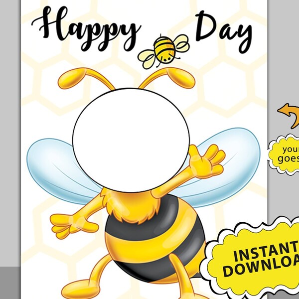 PRINTABLE Bee Theme Photo Booth Frame, Black Yellow Bee Photo Booth ...