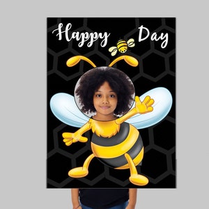 PRINTABLE Bee Theme Photo Booth Frame, Black Yellow Bee Photo Booth ...