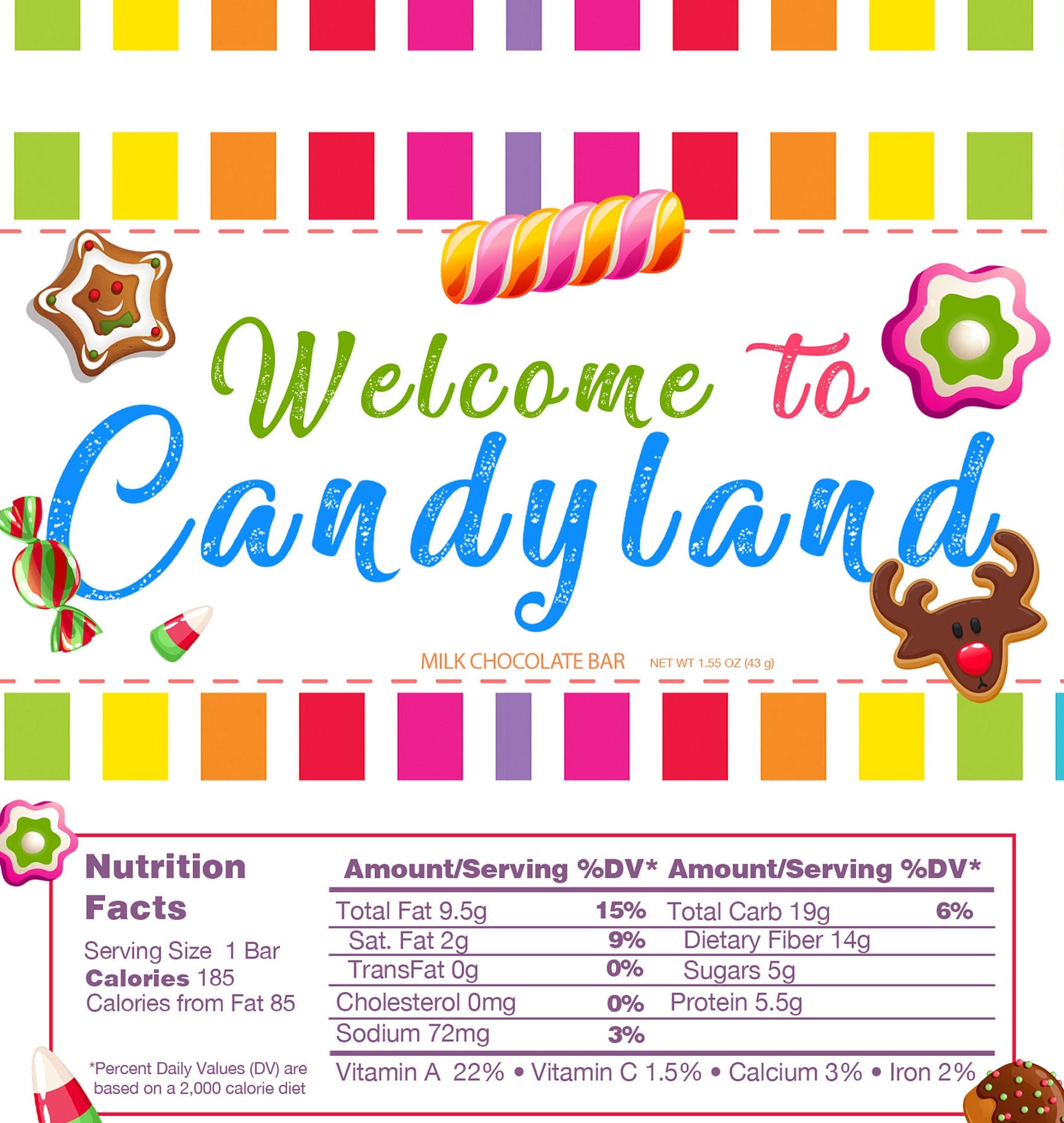 PRINTABLE Candyland // Instant Download // Candyland Candy Bar Wrapper ...