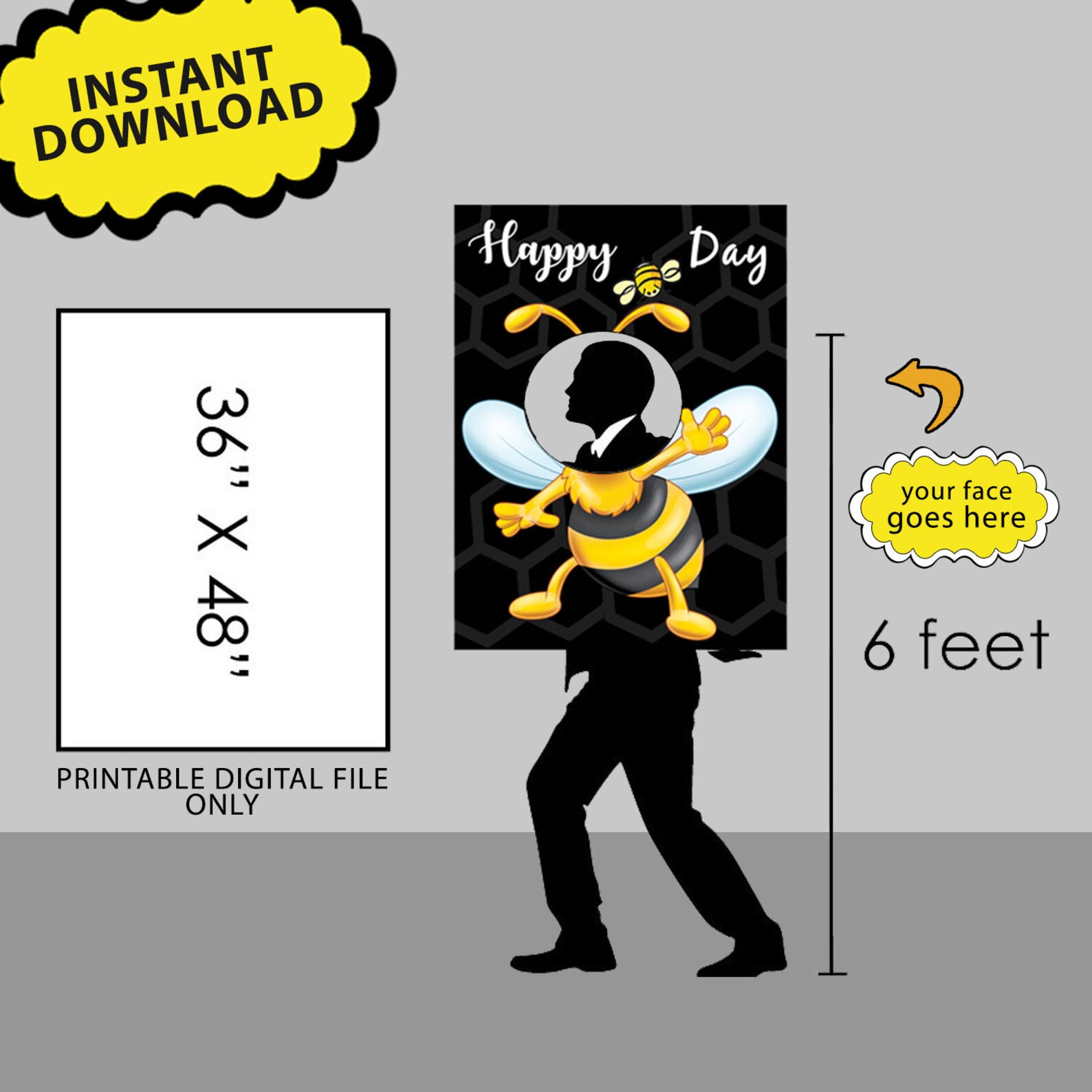 PRINTABLE Bee Theme Photo Booth Frame, Black Yellow Bee Photo Booth ...