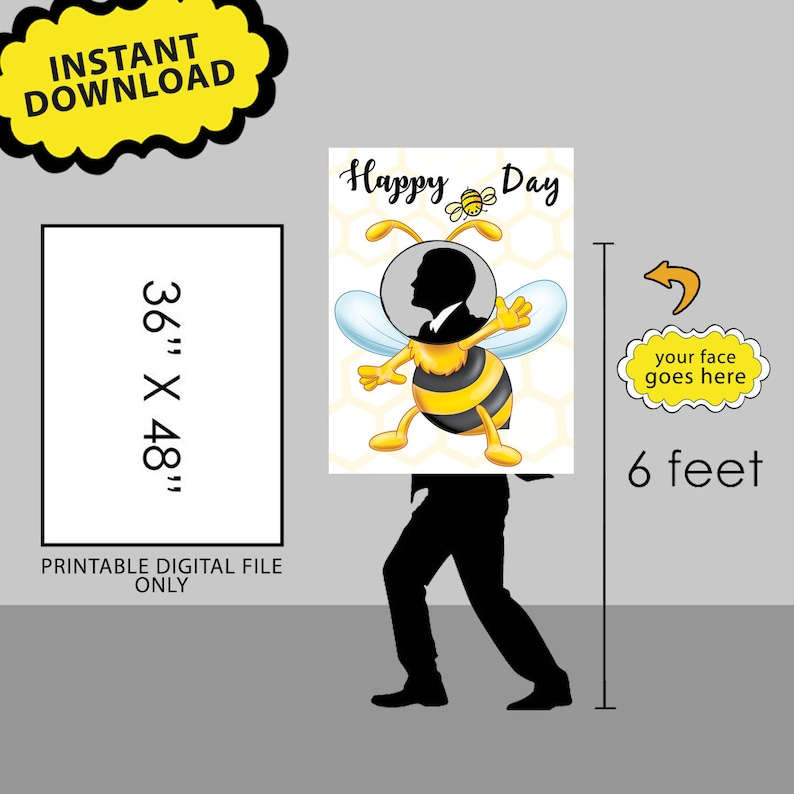 PRINTABLE Bee Theme Photo Booth Frame, White Yellow Bee Photo Booth ...