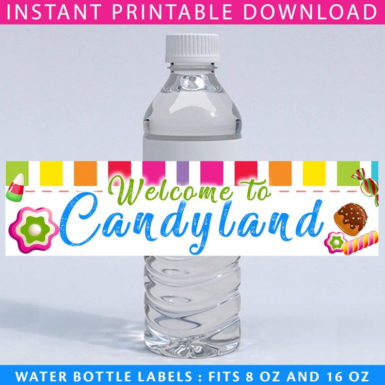 PRINTABLE Instant Download // Candyland // Water Bottle Labels - Etsy