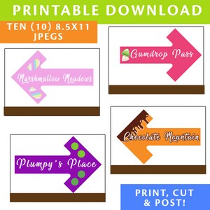 PRINTABLE 10 Candyland Welcome Sign, Candyland Theme Street Signs ...