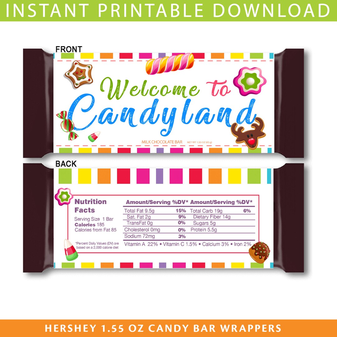 PRINTABLE Candyland // Instant Download // Candyland Candy Bar Wrapper ...